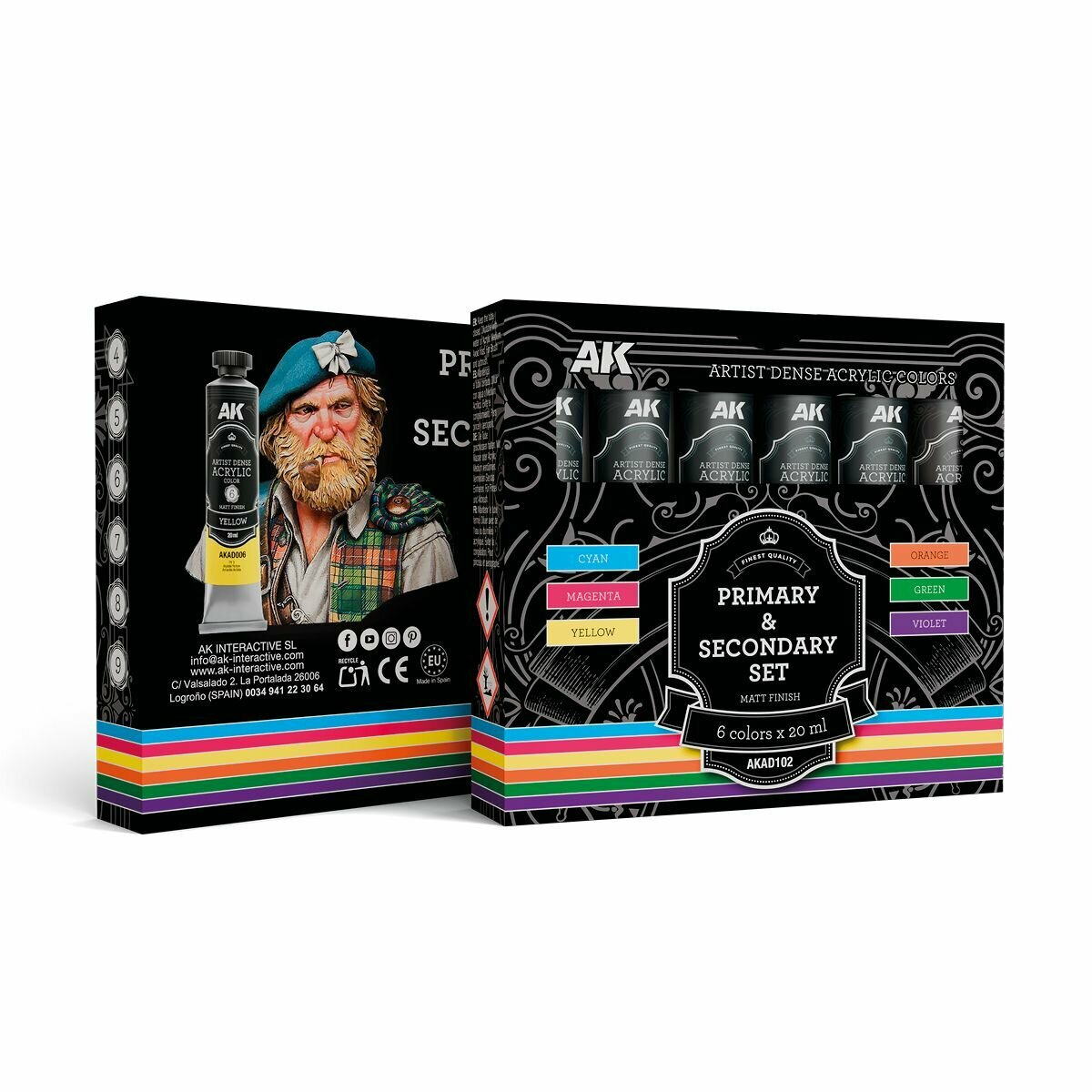 Набор красок для сборных моделей AK Interactive Primary & Secondary Set Artistic Dense Acrylic Color
