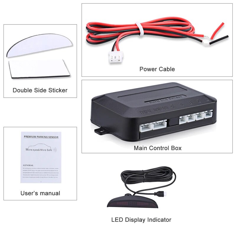 YASOKRO Автомобильный парктроник светодиодный датчик парковки контроллер подсветки дисплей обратный резервный радар монитор детектор система хост 12 В-24 В, 4 interfaces host