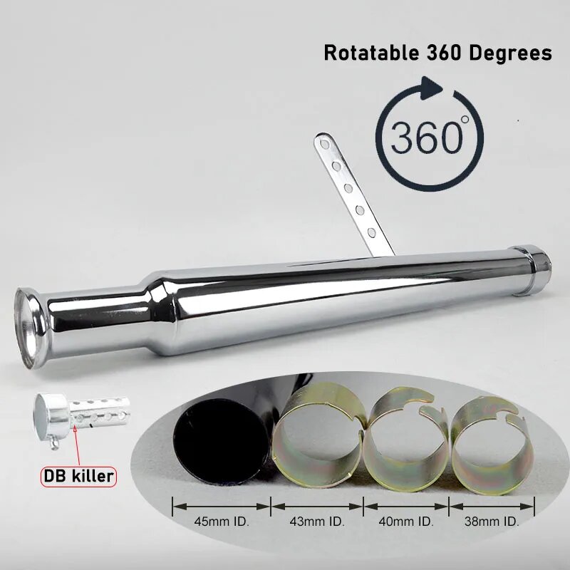 Универсальные хромированные глушители для мотоциклов, глушитель, выхлопная труба в стиле Мегафона для чоппера, поплавка, кафе, Racer, 2