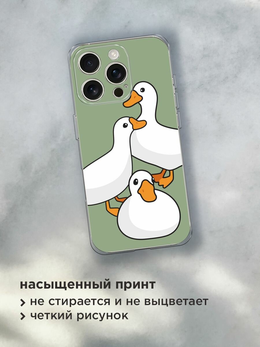 Чехол на Apple iPhone 16 Pro / Айфон 16 Про с принтом "Утиное трио" — фото 1