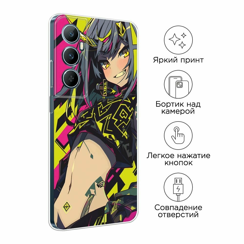 Чехол на Realme C65 / Реалми С65 с принтом "Девушка в кибер костюме" — фото 1