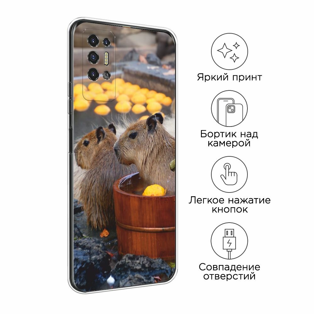 Чехол на Tecno Pova 2 / Текно Пова 2 с принтом "Капибары отмокают" — фото 1