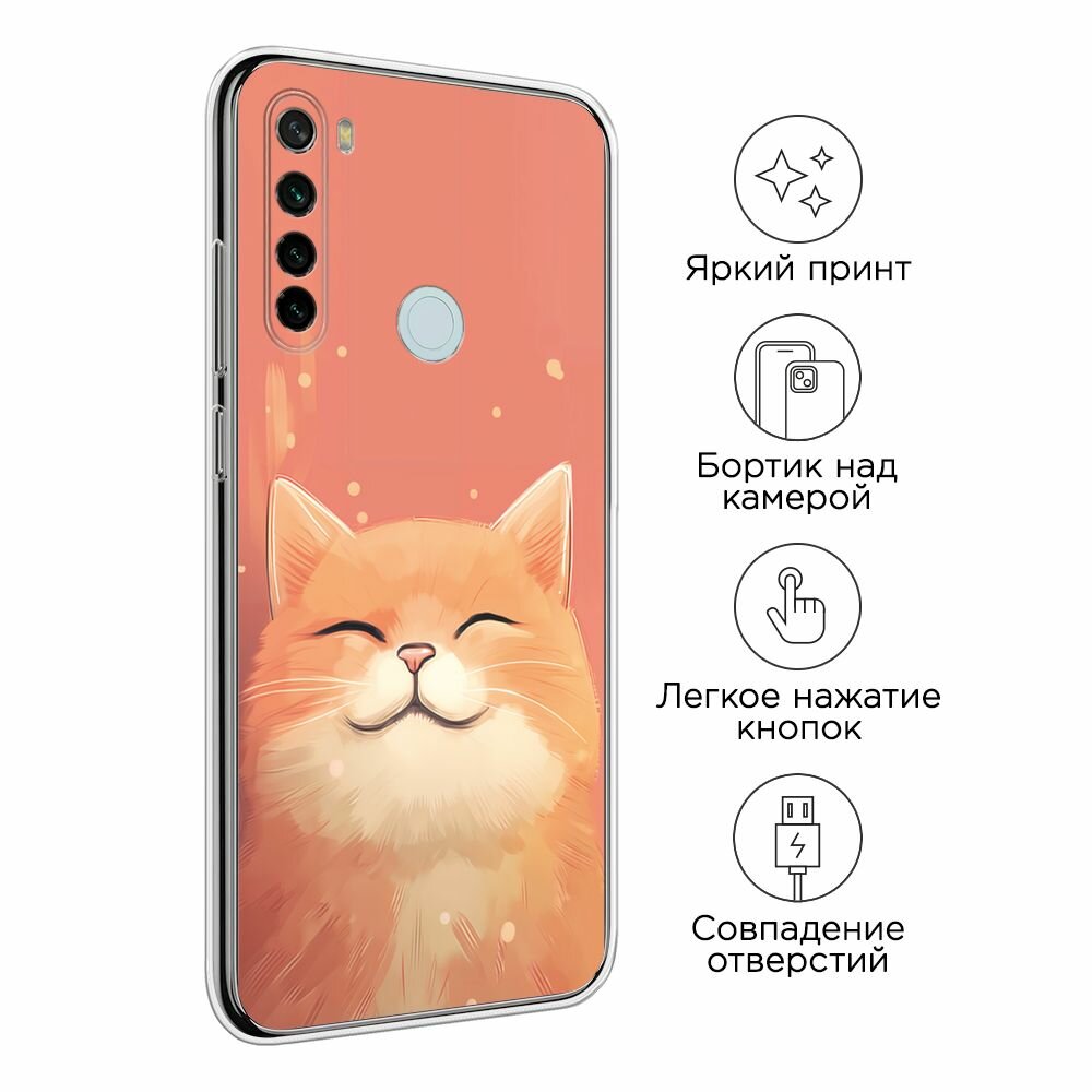 Чехол на Xiaomi Redmi Note 8T / Сяоми Редми Нот 8Т с принтом "Довольный рыжий котик" — фото 1