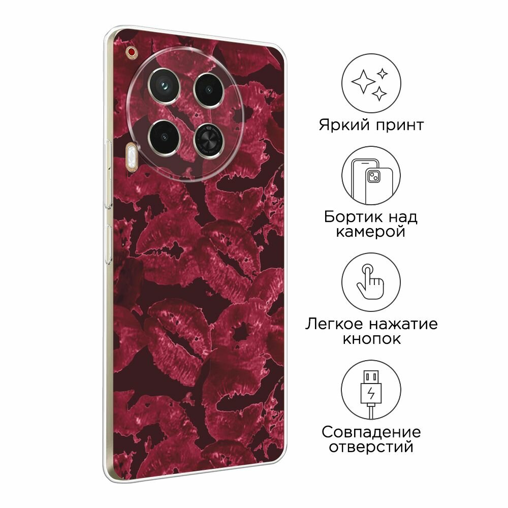 Чехол на Tecno Camon 30 4G / Текно Камон 30 4G с принтом Помада паттерн 1 — фото 1