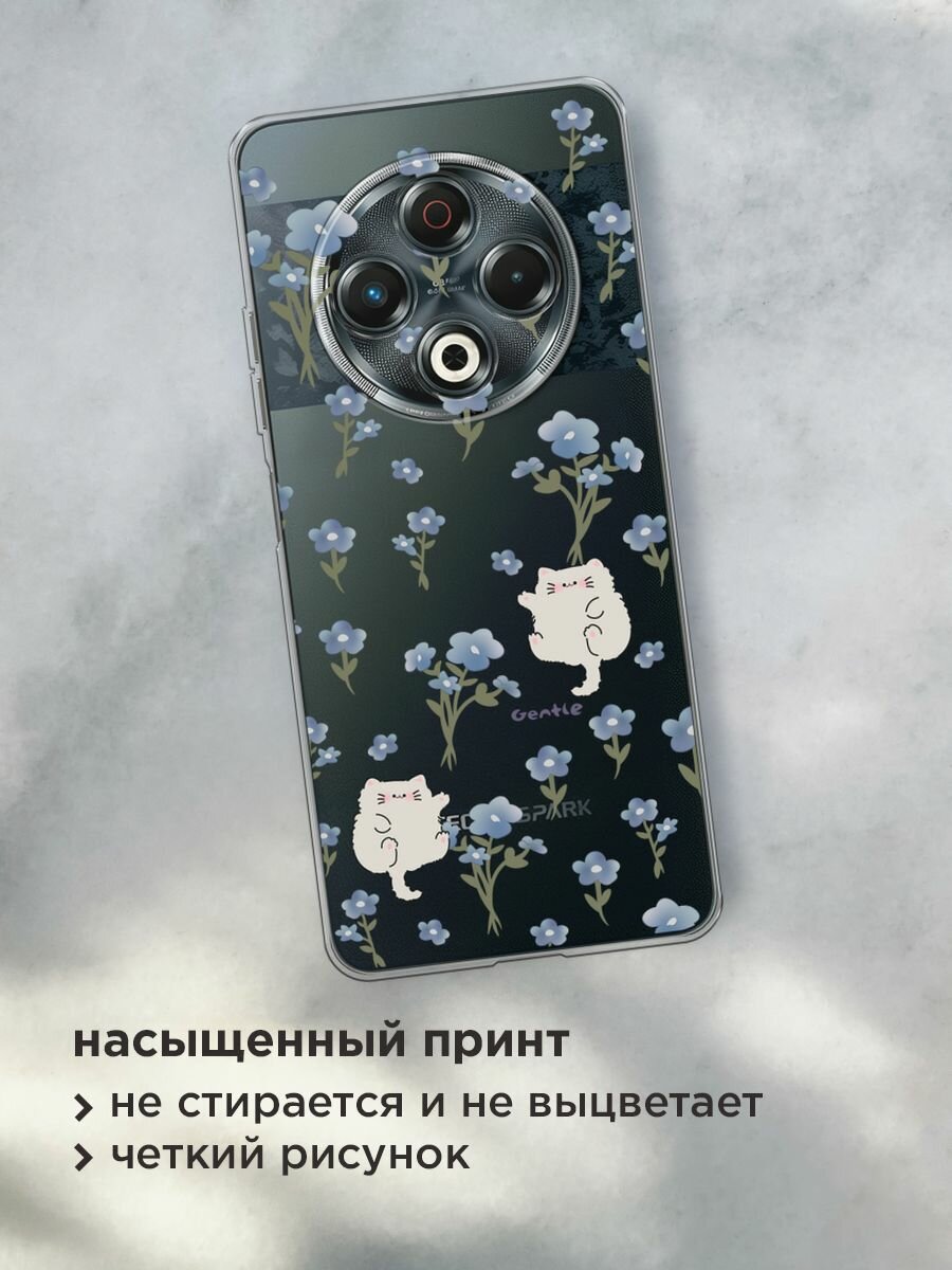 Чехол на Tecno Spark 30 / Текно Спарк 30 с принтом "Gentle cats", прозрачный — фото 1