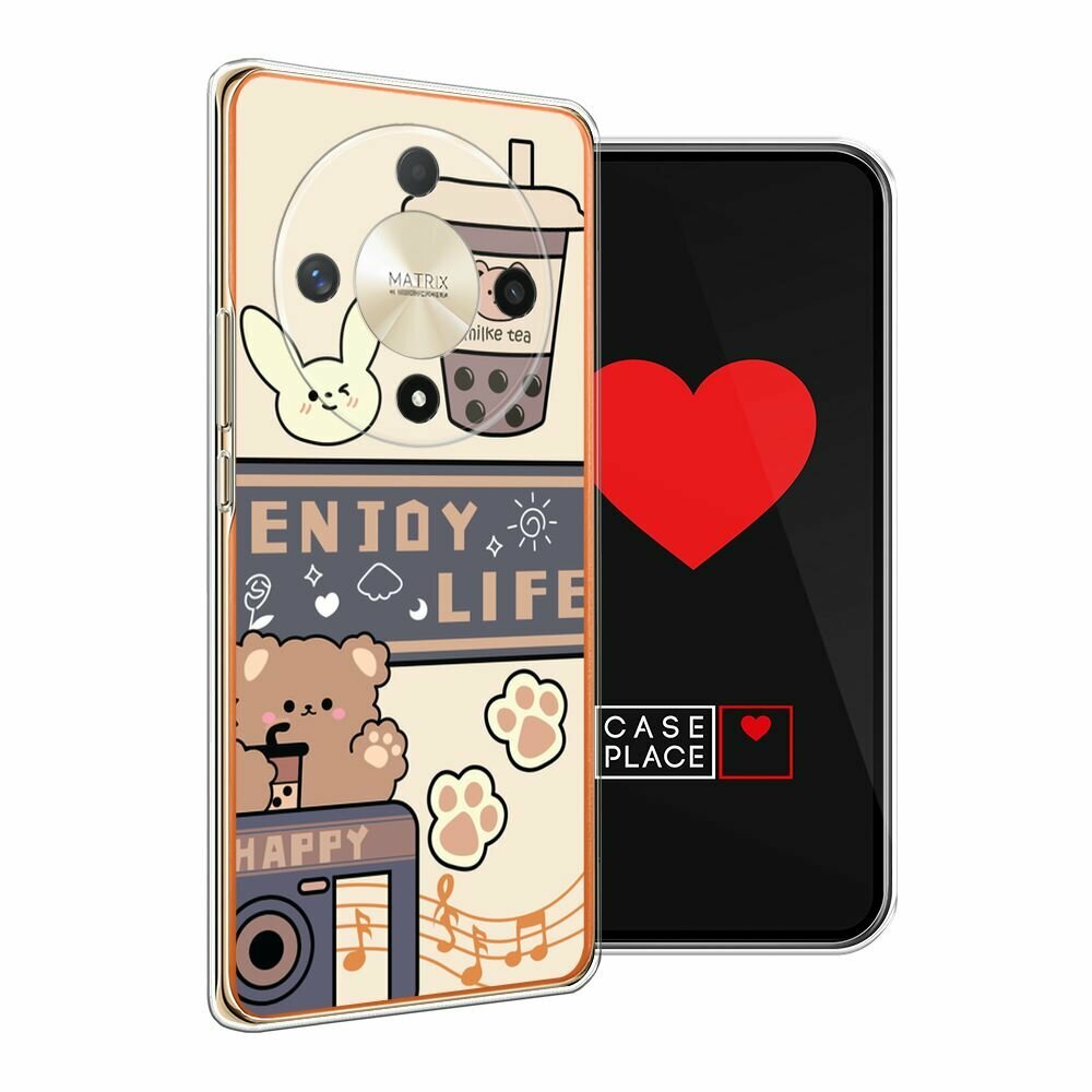 Силиконовый чехол на Honor X9b / Хонор X9B с принтом "Enjoy life 1" — фото 1