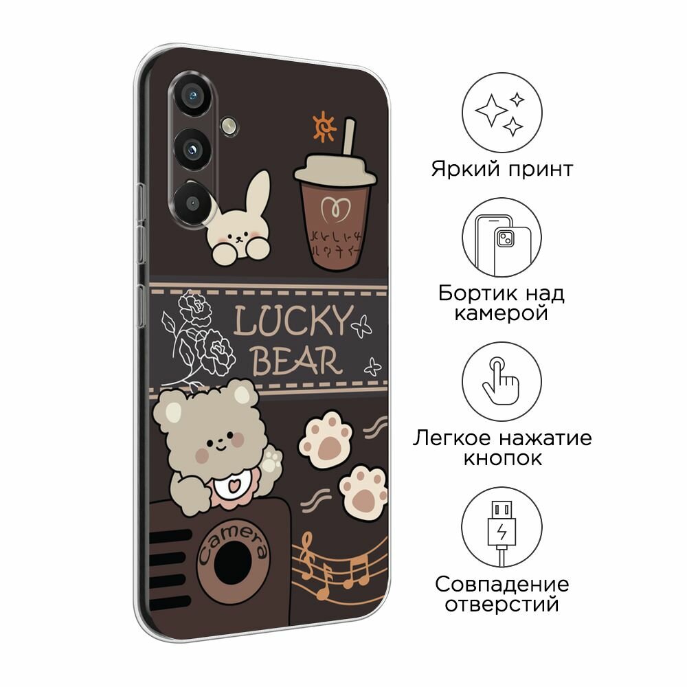 Чехол на Samsung Galaxy A34 / Самсунг A34 с принтом "Lucky bear coffee 1" — фото 1