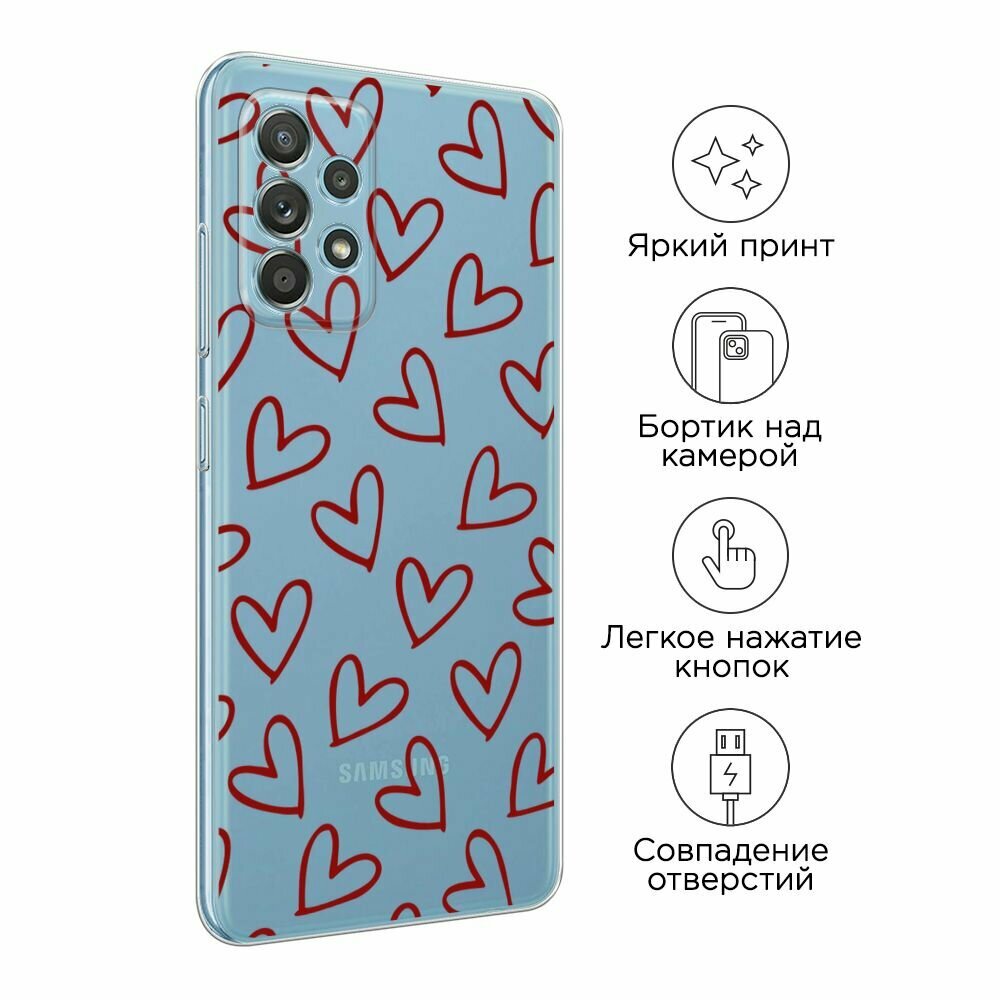 Чехол на Samsung Galaxy A33 5G / Самсунг Галакси А33 5G с принтом "Little hearts doodles 2 - 14 февраля", прозрачный — фото 1