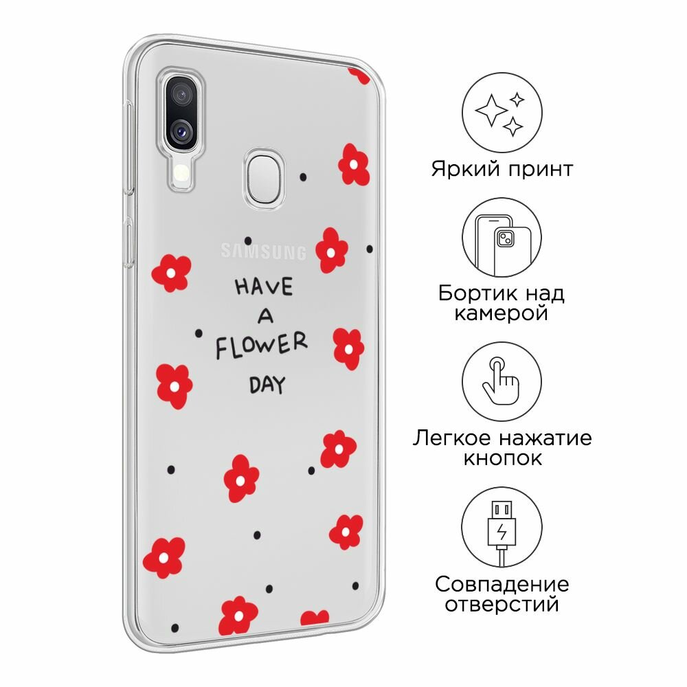 Чехол на Samsung Galaxy A40 / Самсунг Галакси А40 с принтом "Have a flower day 2", прозрачный — фото 1