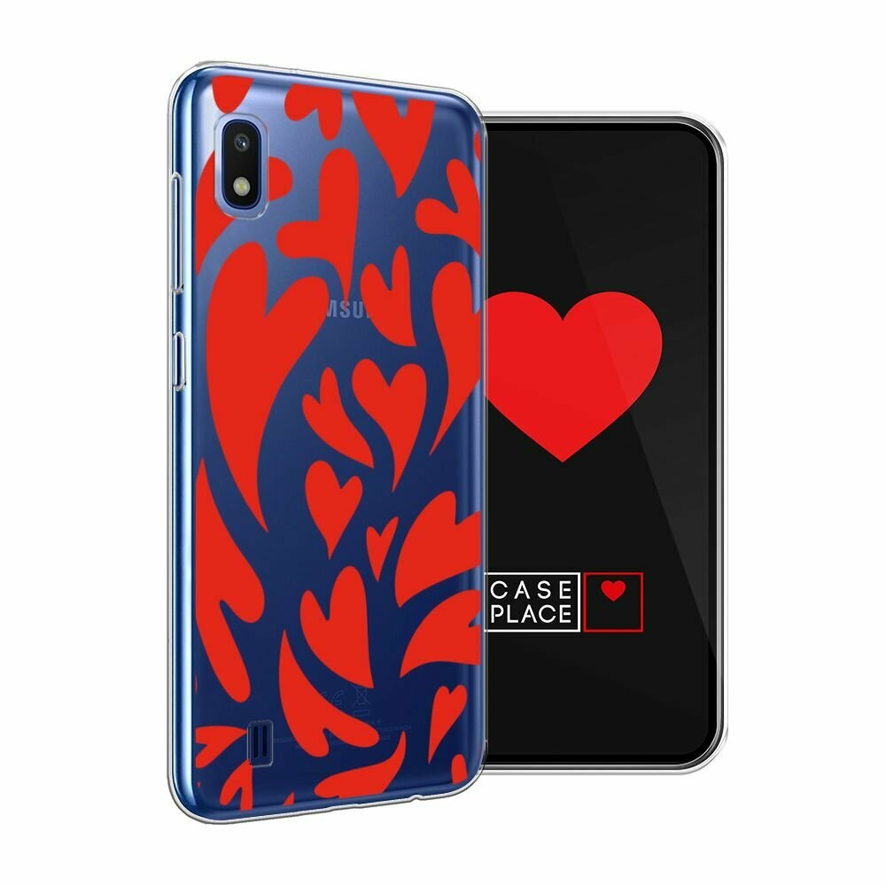 Чехол на Samsung Galaxy A10 / Самсунг Галакси А10 с принтом "Crazy hearts 2 - 14 февраля", прозрачный — фото 1