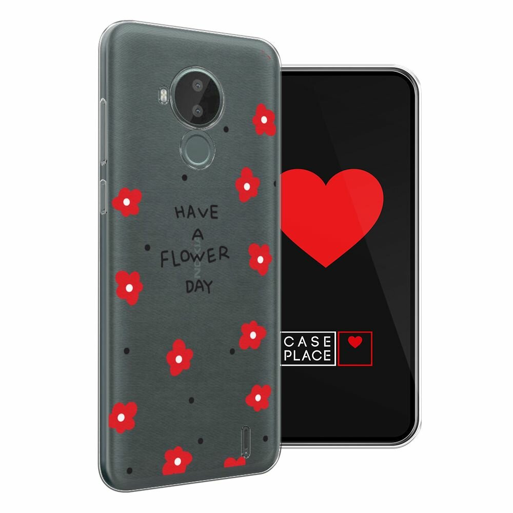 Чехол на Nokia C30 / Нокия C30 с принтом "Have a flower day 2", прозрачный — фото 1