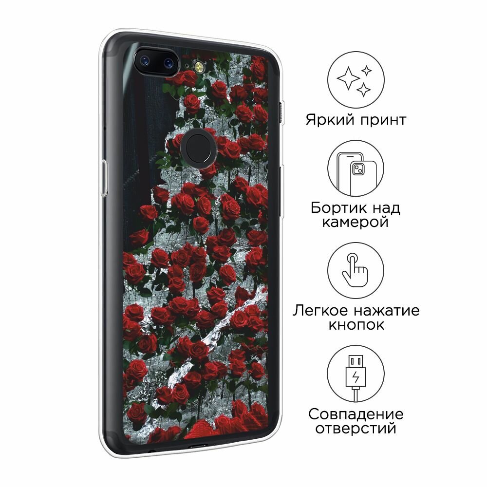 Чехол на OnePlus 5T / ВанПлюс 5Т с принтом Цветущие алые розы — фото 1
