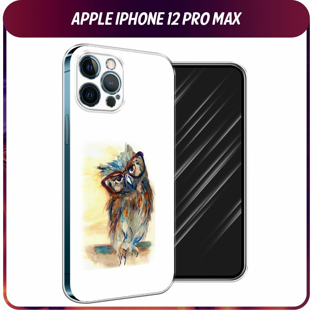 Чехол на Apple iPhone 12 Pro Max / Айфон 12 Про Макс с принтом сова эскиз