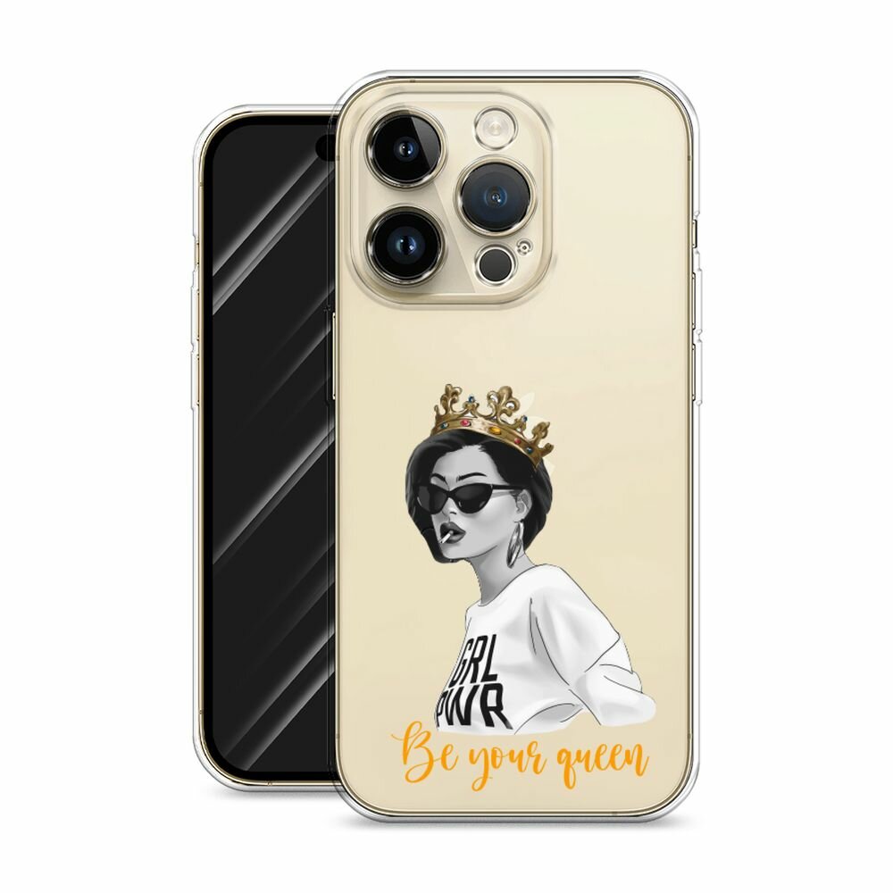 Чехол на Apple iPhone 14 Pro / Айфон 14 Про с принтом Be your Queen, прозрачный — фото 1