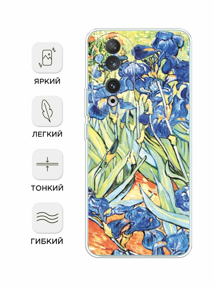 Силиконовый чехол на Honor 90 / Хонор 90 с принтом "Ирисы Ван Гог" — фото 1
