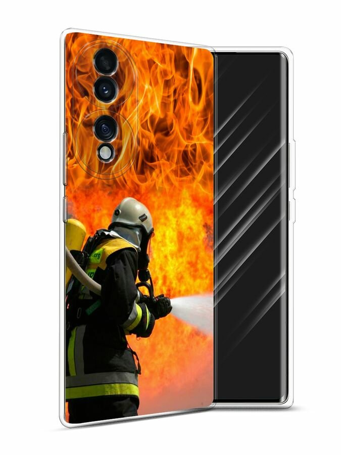 Силиконовый чехол на Honor 70 / Хонор 70 с принтом "Пожарные на страже"