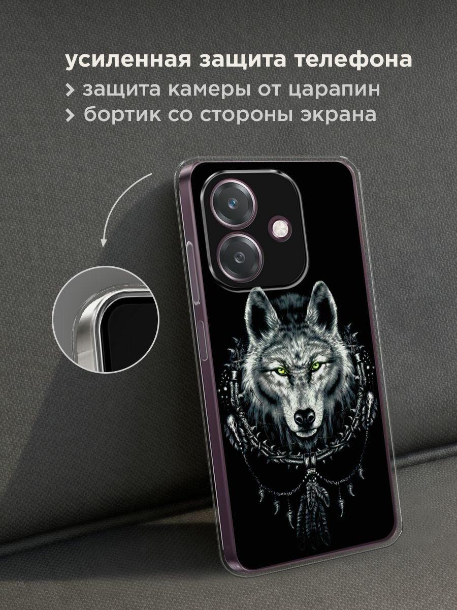 Силиконовый чехол на Oppo A3/A3x / Оппо А3/A3x с принтом "Волк оберег" — фото 1