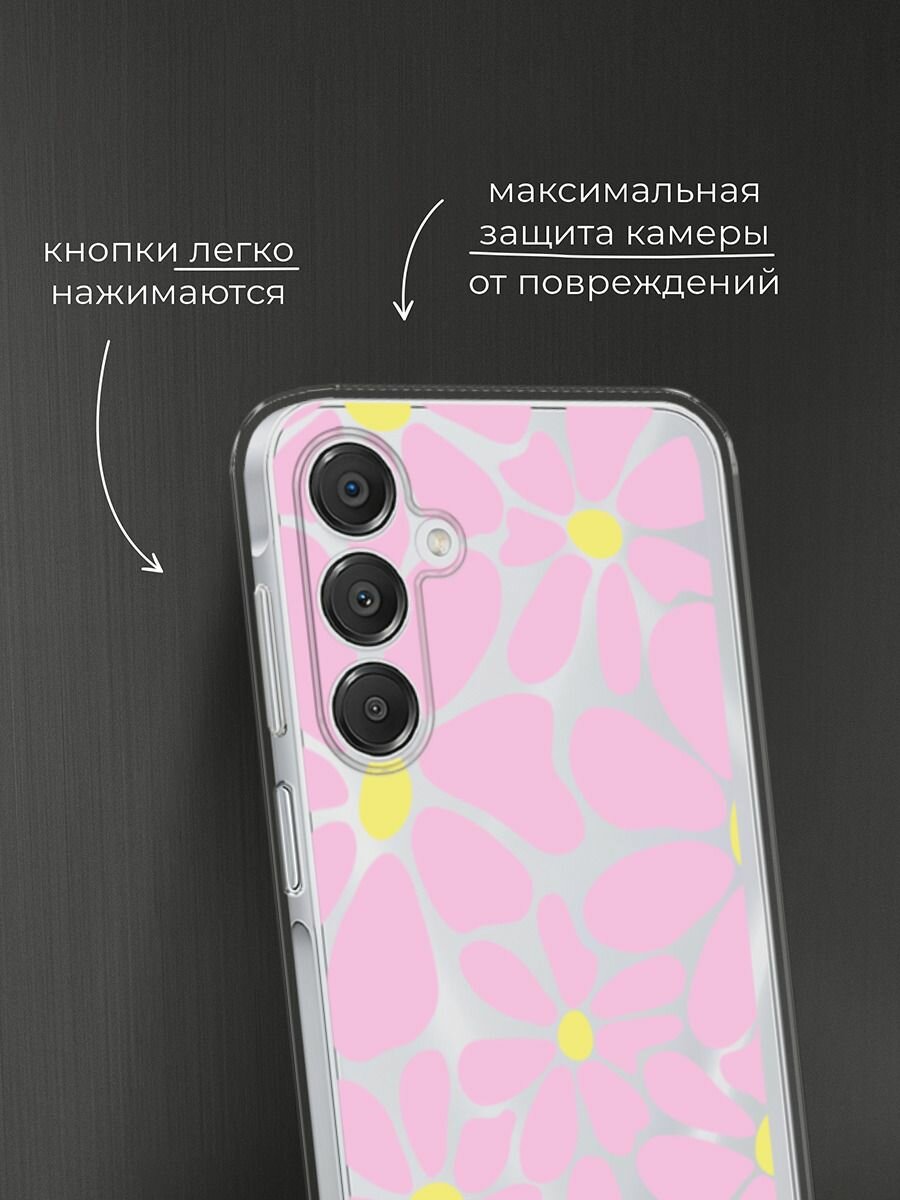 Чехол на Samsung Galaxy A16 / Самсунг А16 с принтом "Розовые лепестки 2", прозрачный — фото 1