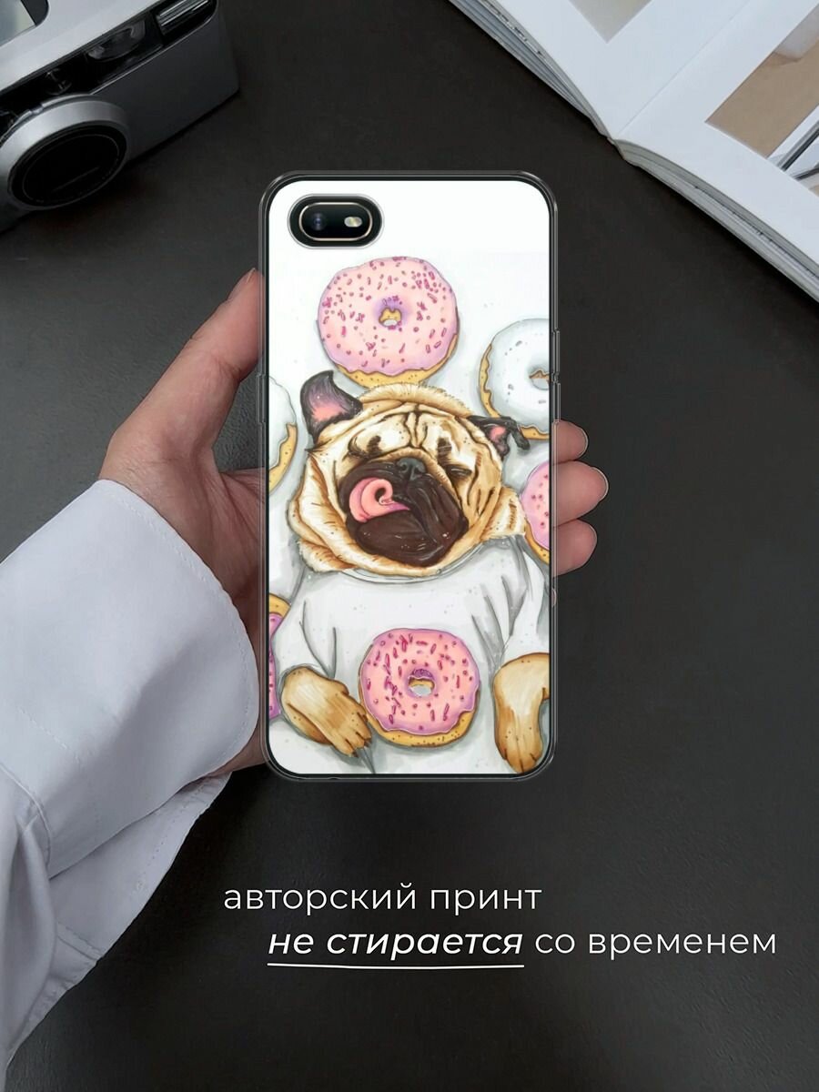 Силиконовый чехол на Oppo A1k / Оппо А1к с принтом "Счастливый мопс" — фото 1