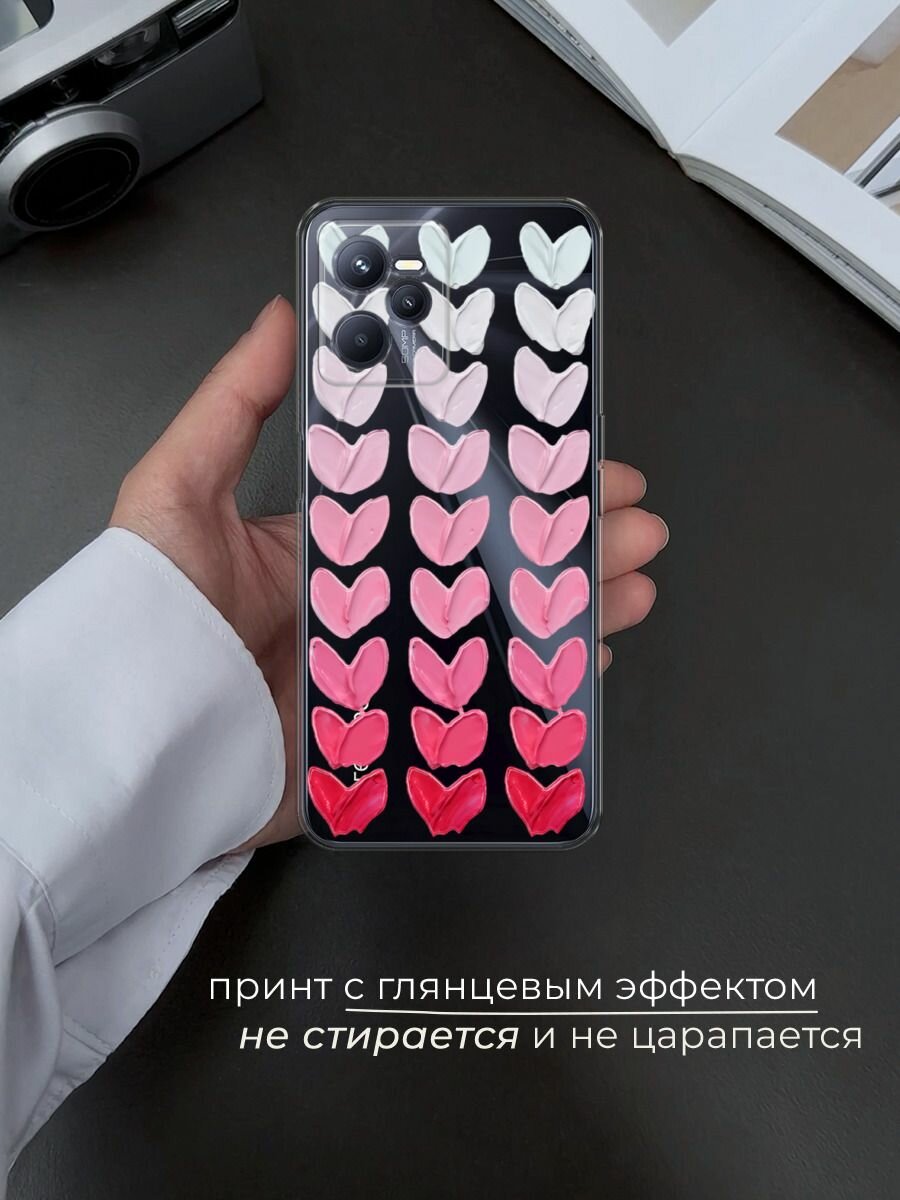 Чехол на Realme C35 / Реалми C35 с принтом "Градиент из сердечек" — фото 1
