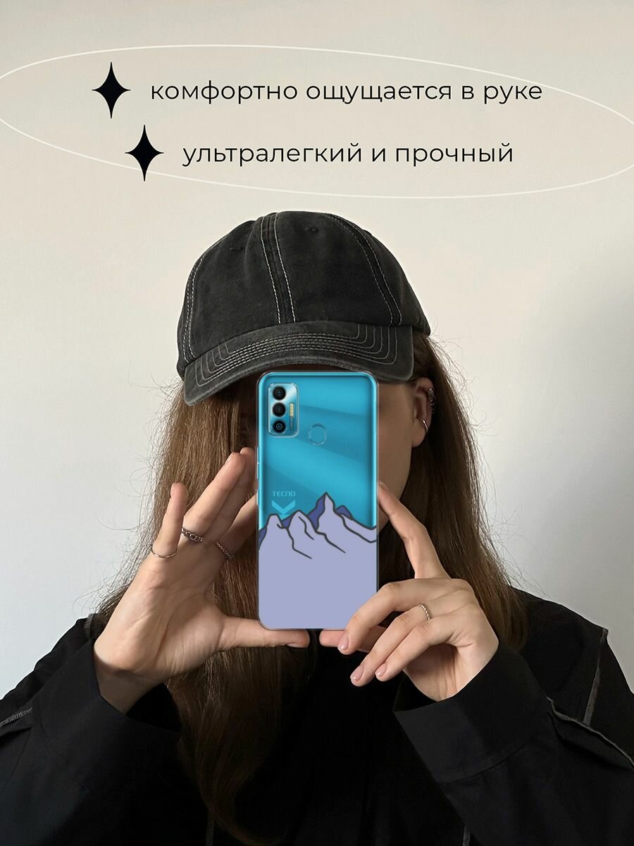 Чехол на Tecno Spark 7 / Техно Спарк 7 с принтом "Гора", прозрачный — фото 1
