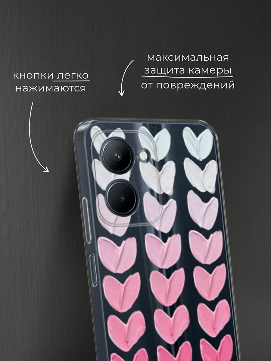 Чехол на Realme C33 / Реалми С33 с принтом "Градиент из сердечек" — фото 1
