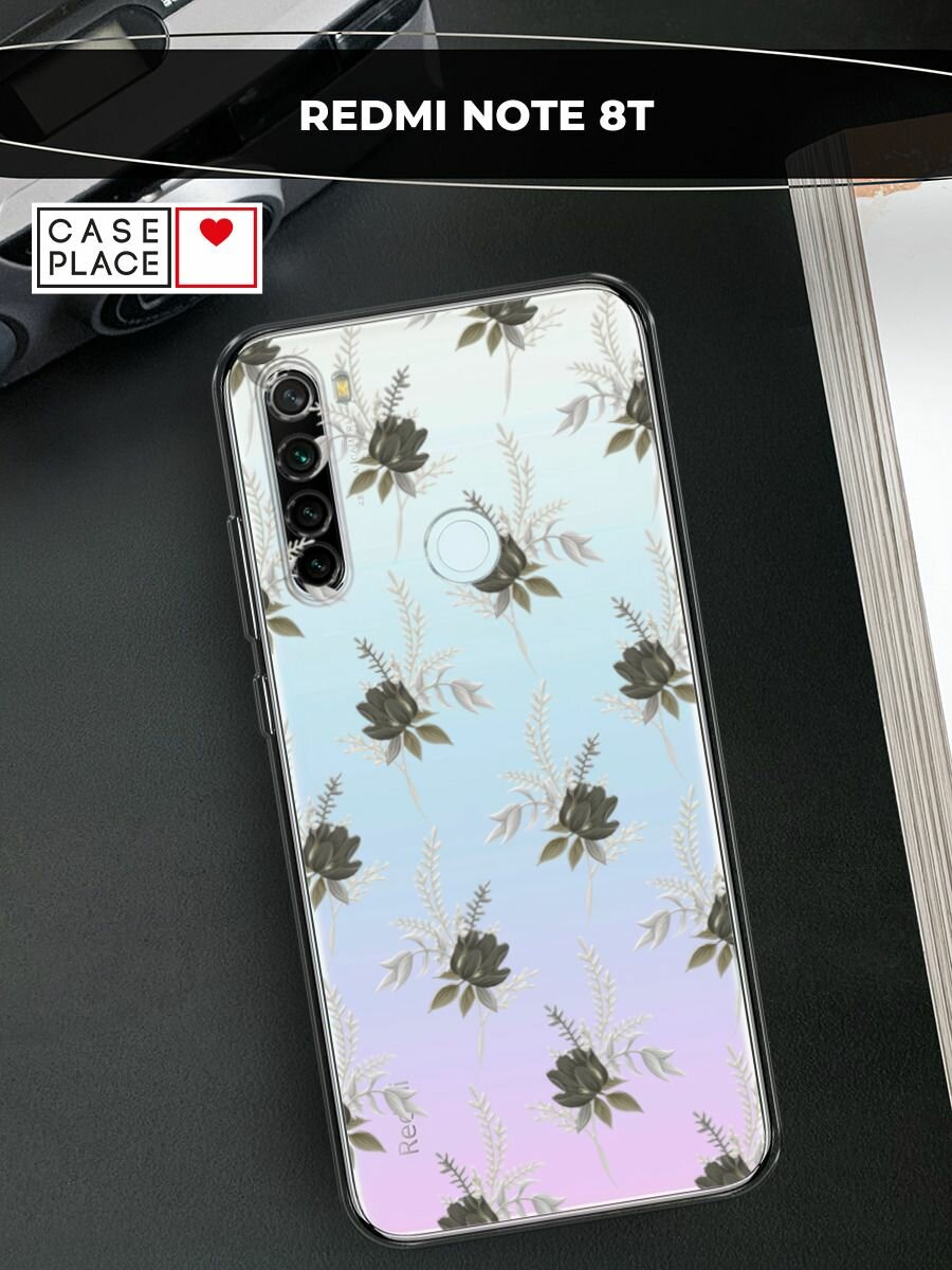 Чехол на Xiaomi Redmi Note 8T / Сяоми Редми Нот 8Т с принтом "Паттерн цветы сепия"