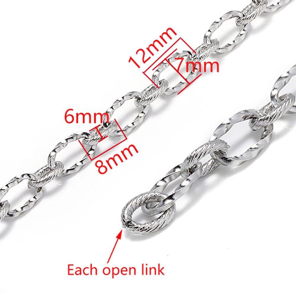 MINGXUAN Матовые квадратные цепочки из нержавеющей стали 1 м