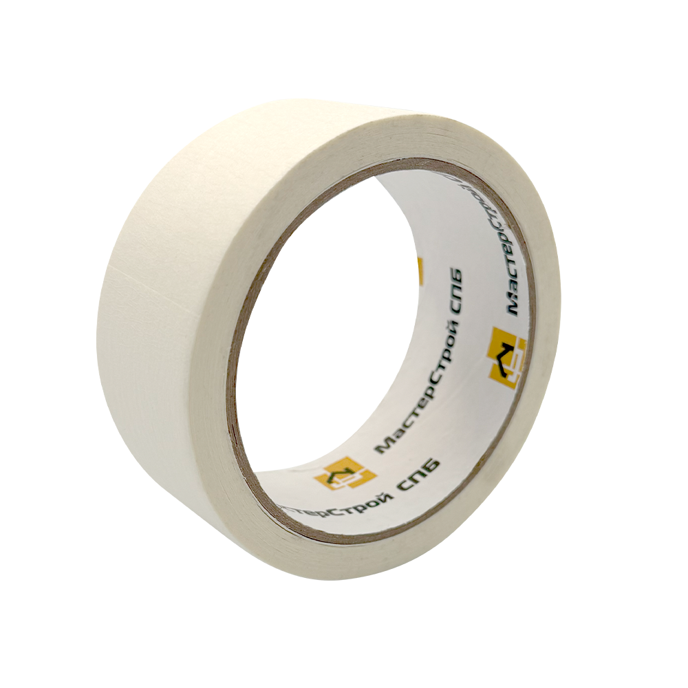 МастерСтрой СПБ лента малярная 38 мм x 25 м белая 120 мкм для оклеивания и отделки