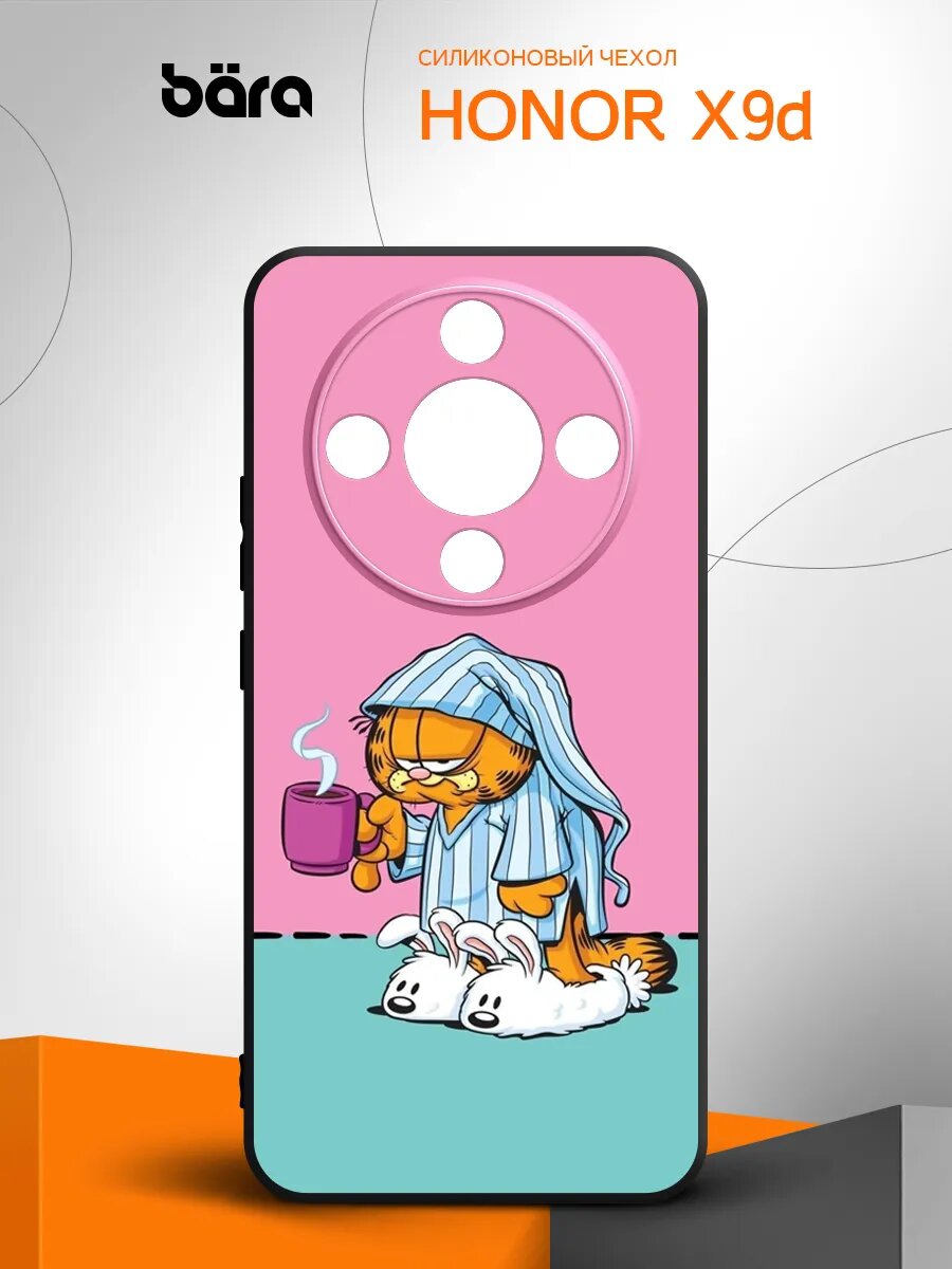 Чехол на Honor X9d / Хонор Х9д накладка, черный, силиконовый, с картинкой