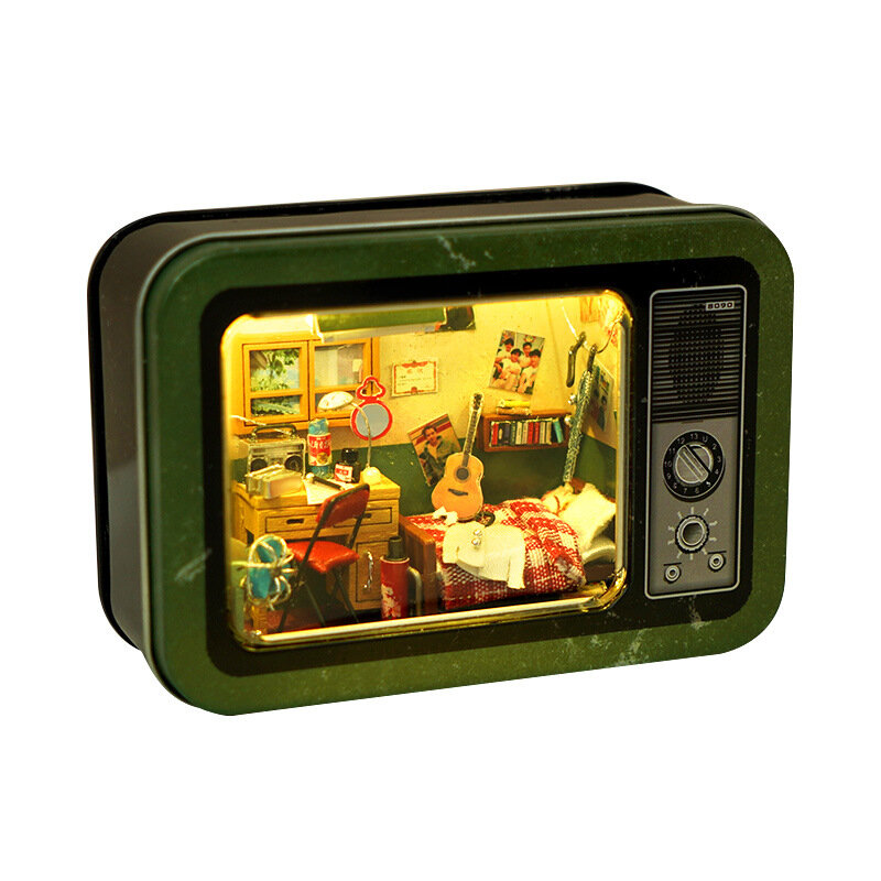 DIY Cabin Tinplate Box Kidshood Memories Model Educational Kidsren's Toys Birthday Gift Ideas Cross-Border (TH19 Long live Youth)