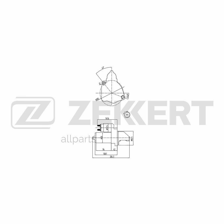 ZEKKERT AN-1088 Стартер VW Passat VI 00- Audi A4 II III 00- Skoda Superb (3U4) 01-