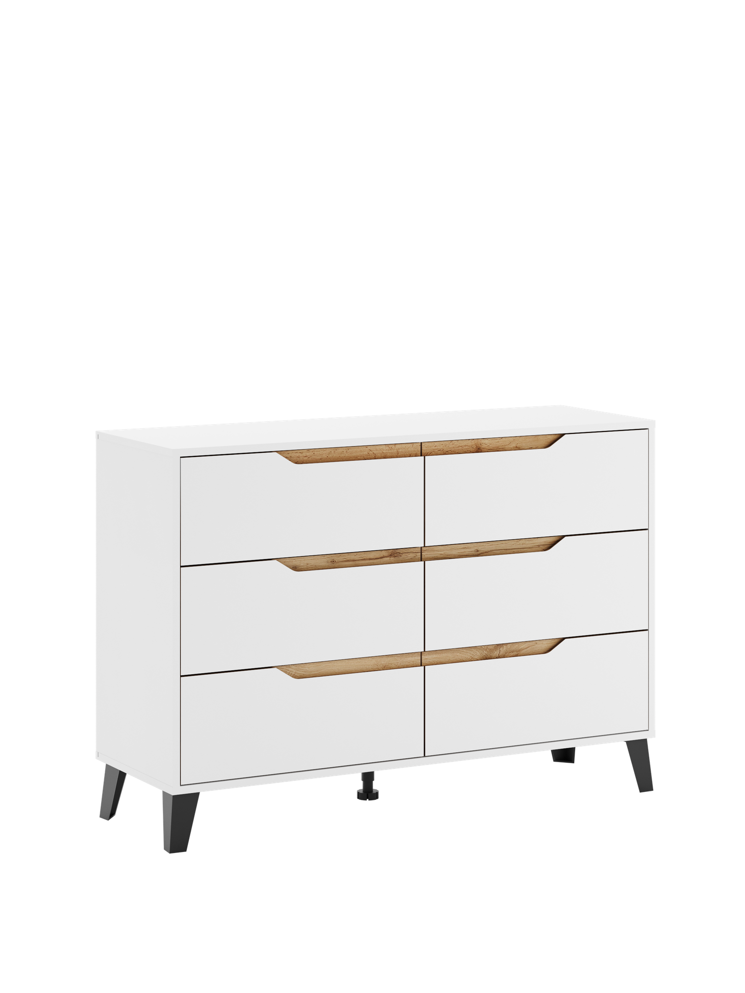 Комод с 6 ящиками и интегрированными ручками 1170х390х840 мм, белый