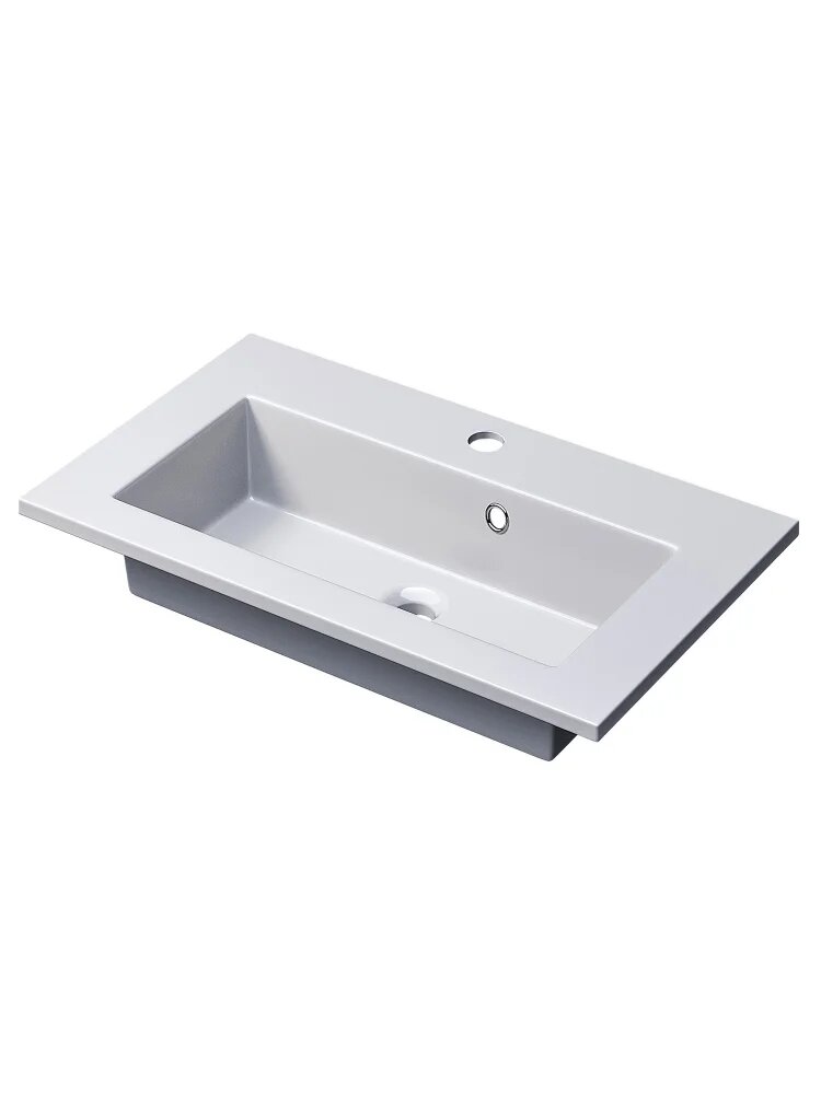 Раковина встраиваемая сверху Uperwood Aurora RAurora60wg 61 полувстраиваемая, фаянсовая, раковина для ванной, белая, глянцевая, прямоугольная, со встроенным сливом-переливом