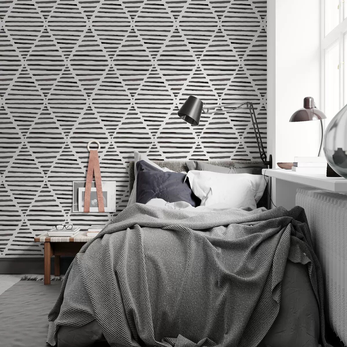 Виниловые обои Brangdy в полоску, черно-белые, тип B, 3 м x 45 см, черные