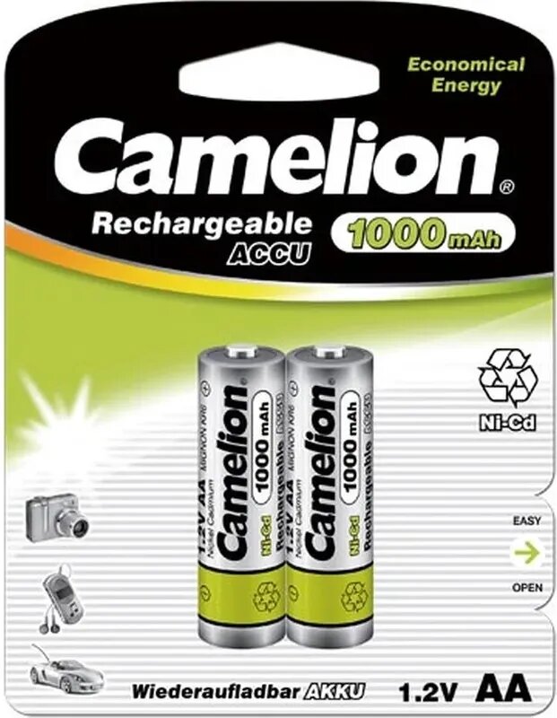 Аккумулятор бытовой Camelion HR6 AA BL2 NI-CD 1000mAh (2/24/480)