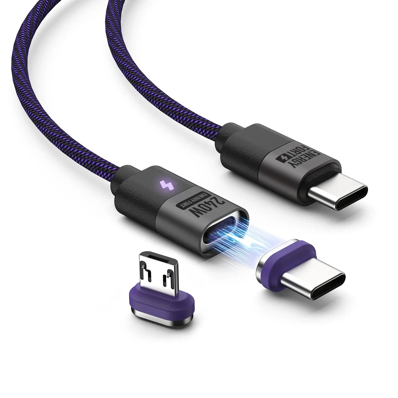 Кабель USB-C на USB-C 1.8м, 240W, магнитный, Cable x M C plug