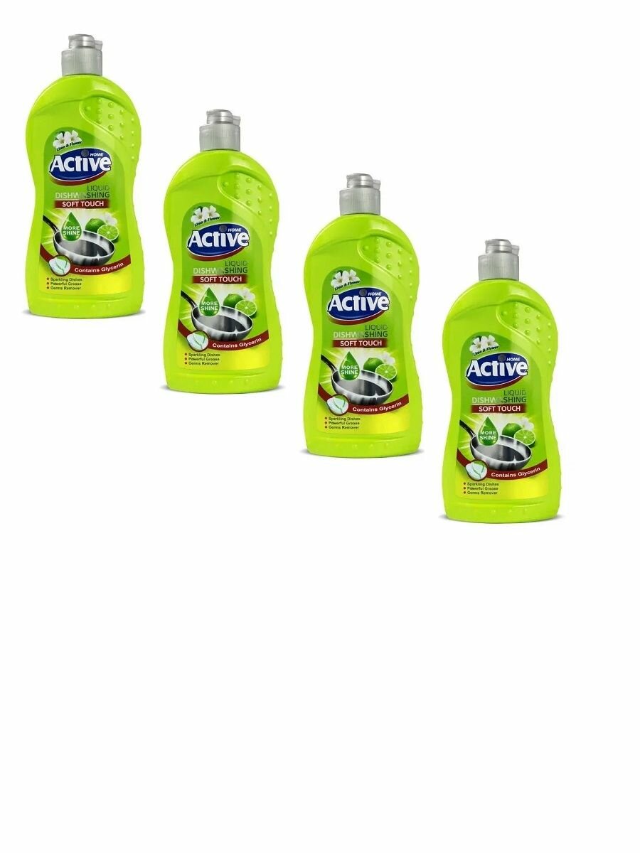 Гель для мытья посуды Active Лайм и цветы, 500 мл, Green, 4 шт