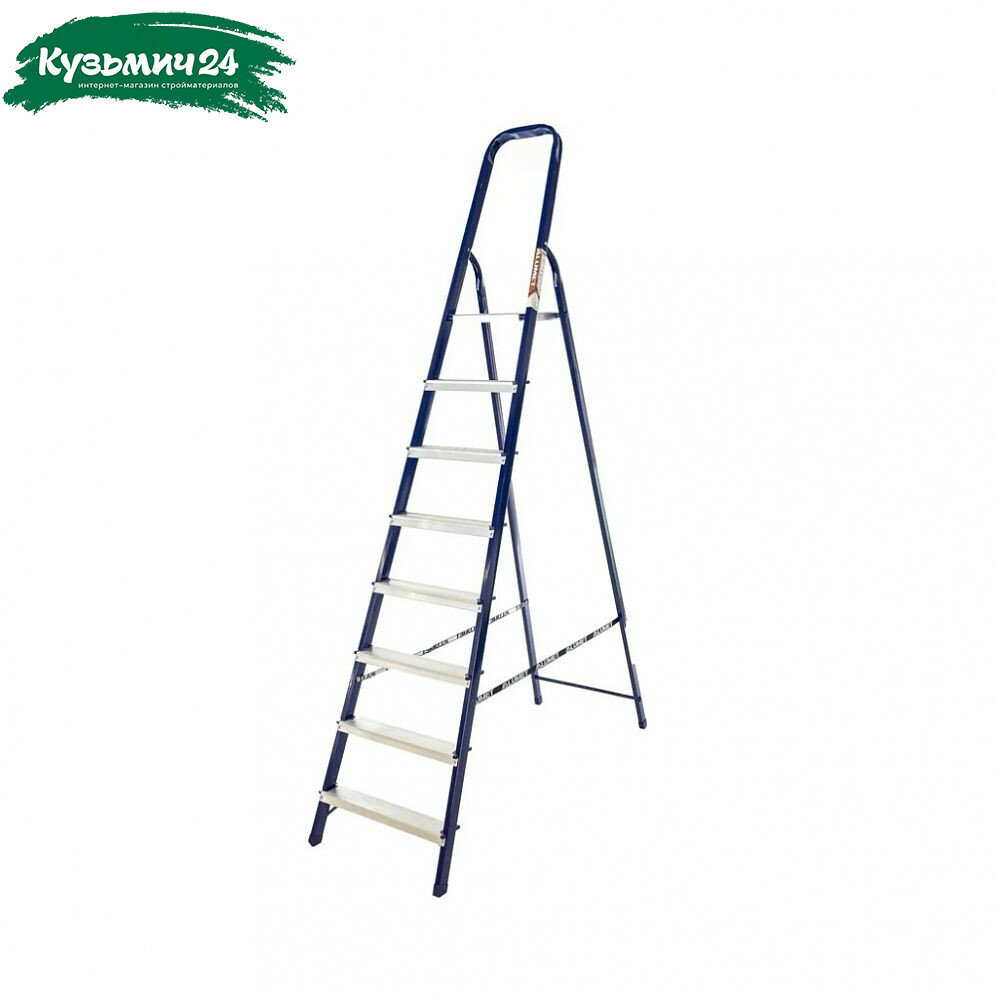 Лестница-стремянка Алюмет, 8 ступеней, 1 секция, стальная, нагрузка до 150 кг, 1 шт