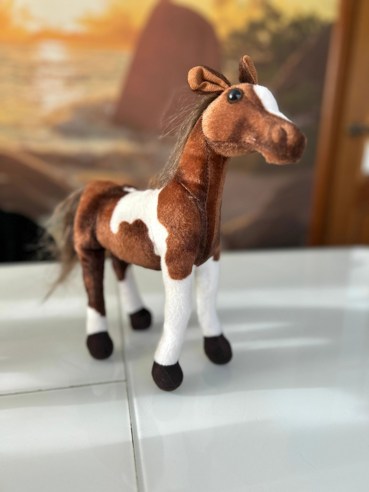 Лошадка пятнистая мягкая игрушка, высота 25см