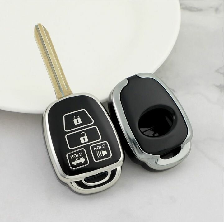 Силиконовый чехол для ключа Toyota Vios Camry Yaris Corolla Highlander RAV4 на 4 кнопки черный