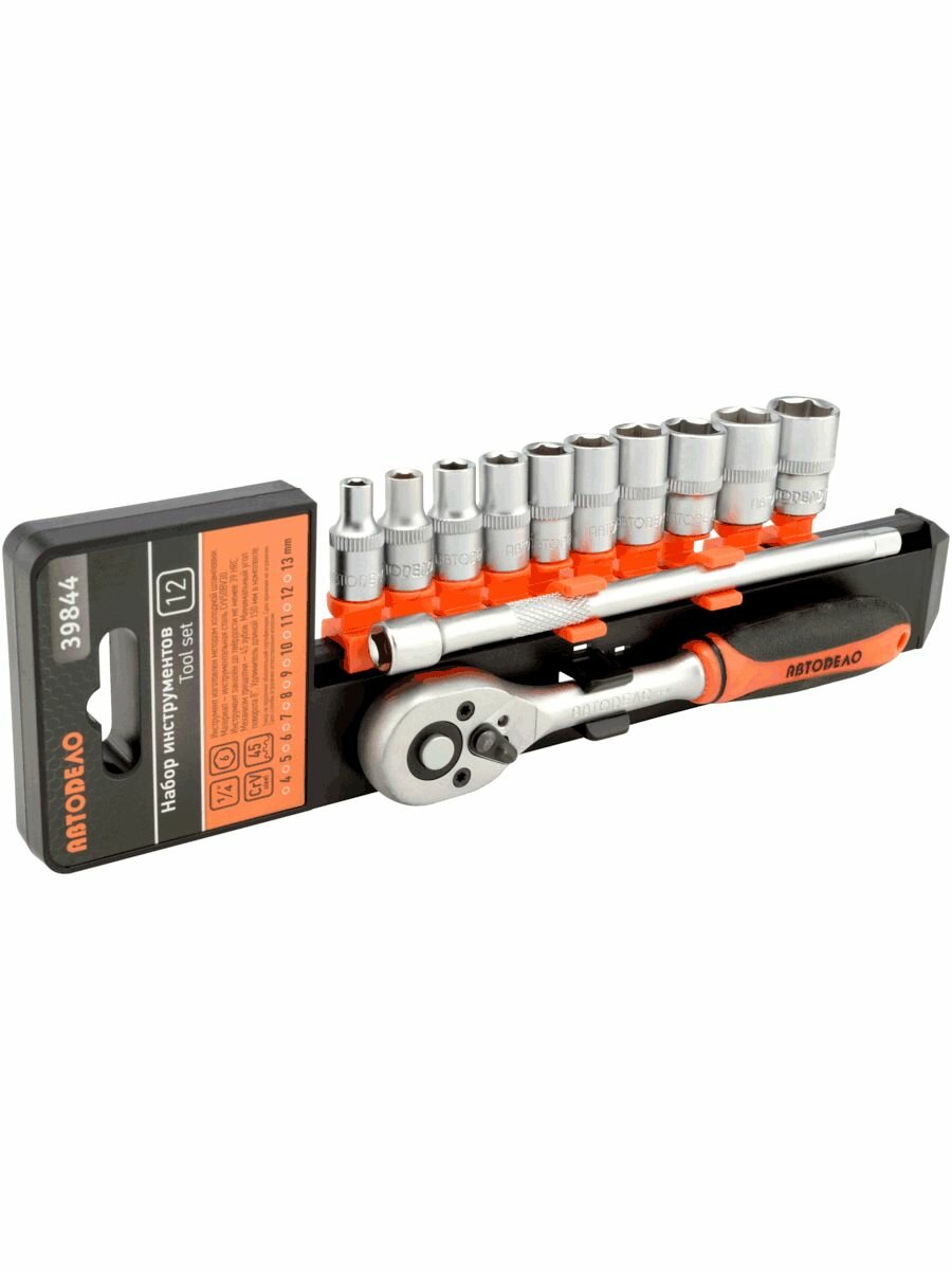 Набор торцевых головок 12 предметов, 1/4" DR, АвтоDело (39844)