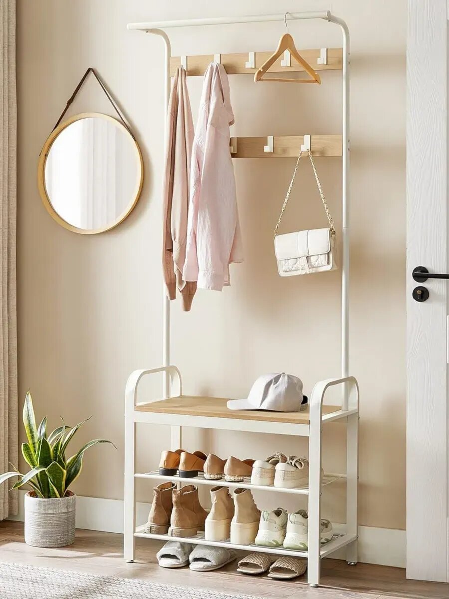 Вешалка напольная AV CRAFT Лофт, с полками, металл, 9 крючков, высота 183 см