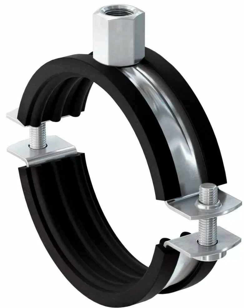 Хомут оцинкованный с резиновым уплотнителем, (2, 1/2") 75-80 с гайкой М10,