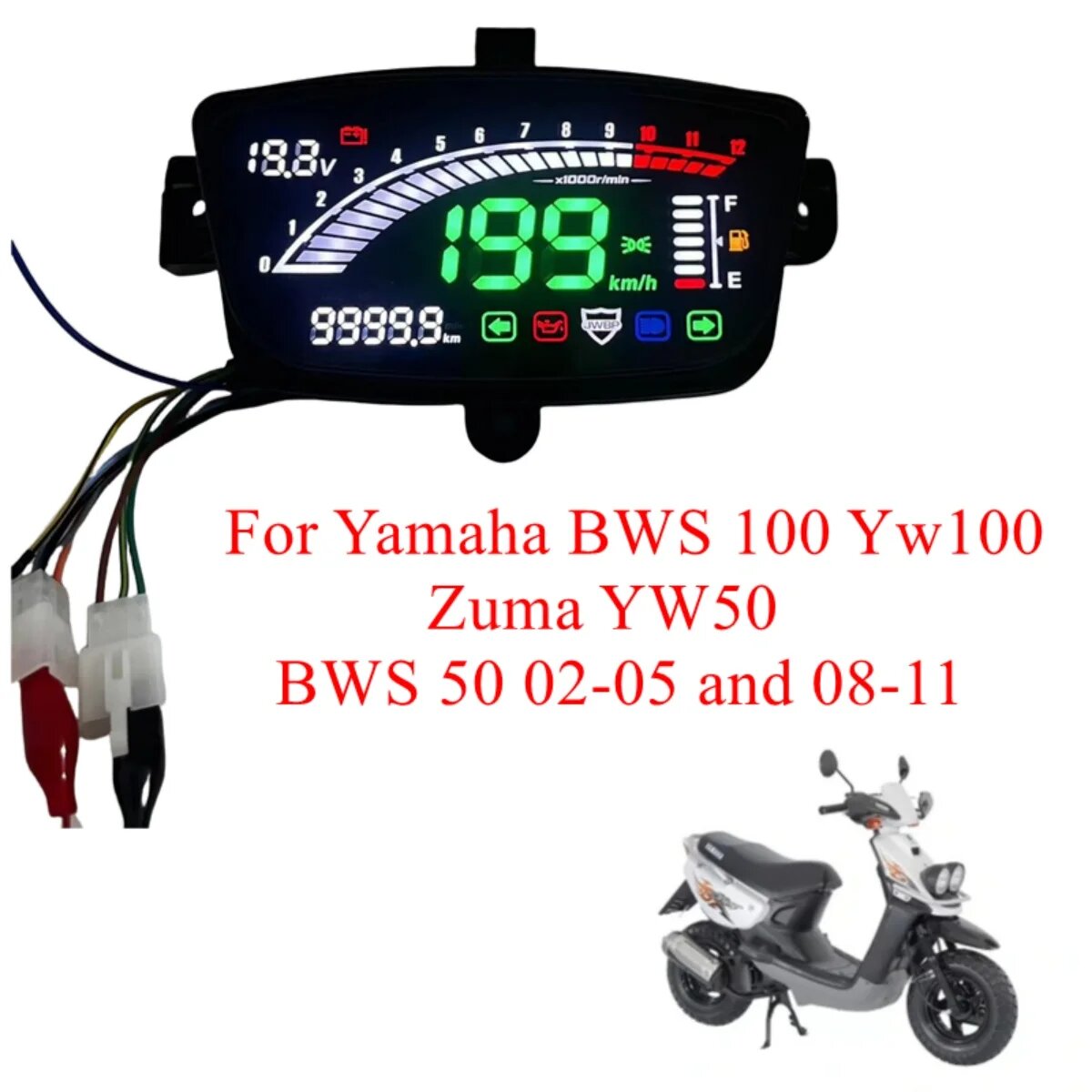 Цифровой спидометр для мотоцикла, измеритель для Yamaha BWS 100 Yw100 Zuma YW50 BWS 50 02-05 и 08-11, сборка приборной панели