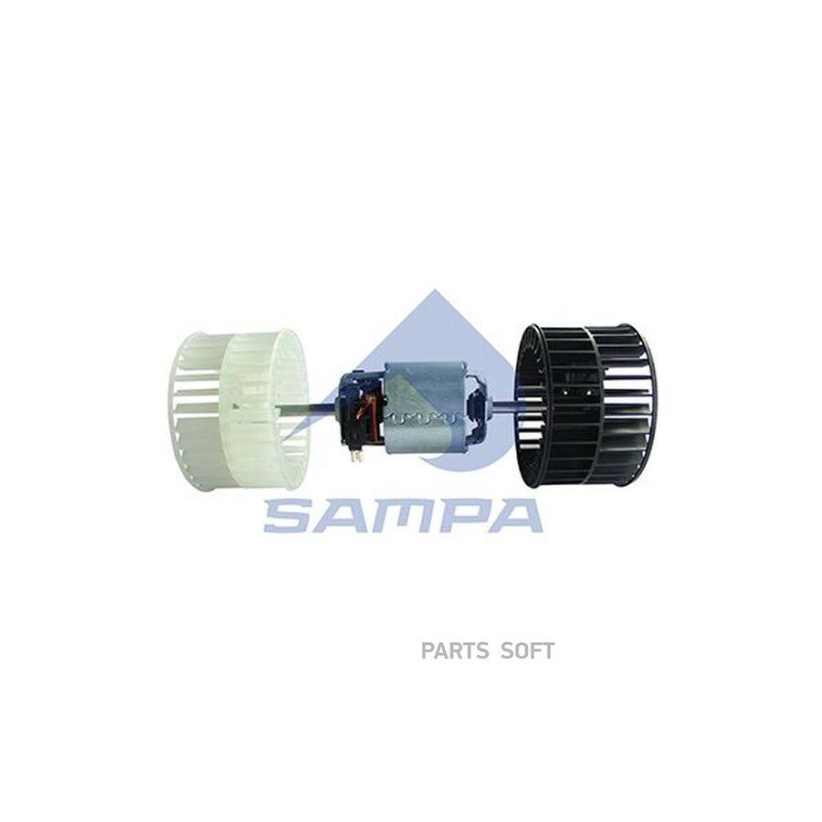 Электродвигатель отопителя ! в сборе с крыльчаткой 24V MAN F/M90, MB, DAF от официального дистрибьютора, SAMPA, артикул 206086