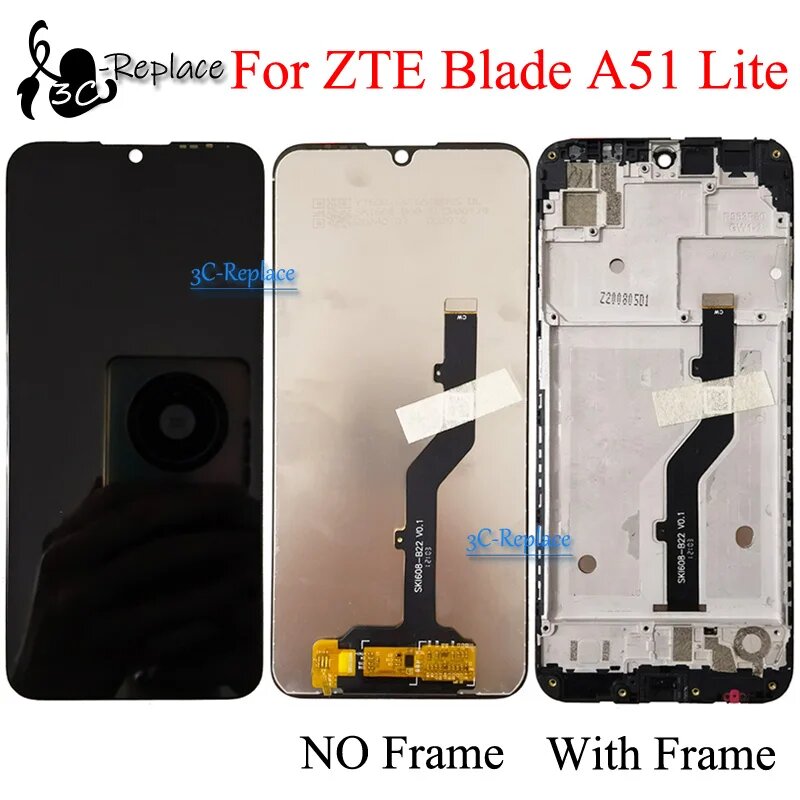 Дисплей для ZTE Blade A51 Lite черный с рамкой 6.09"