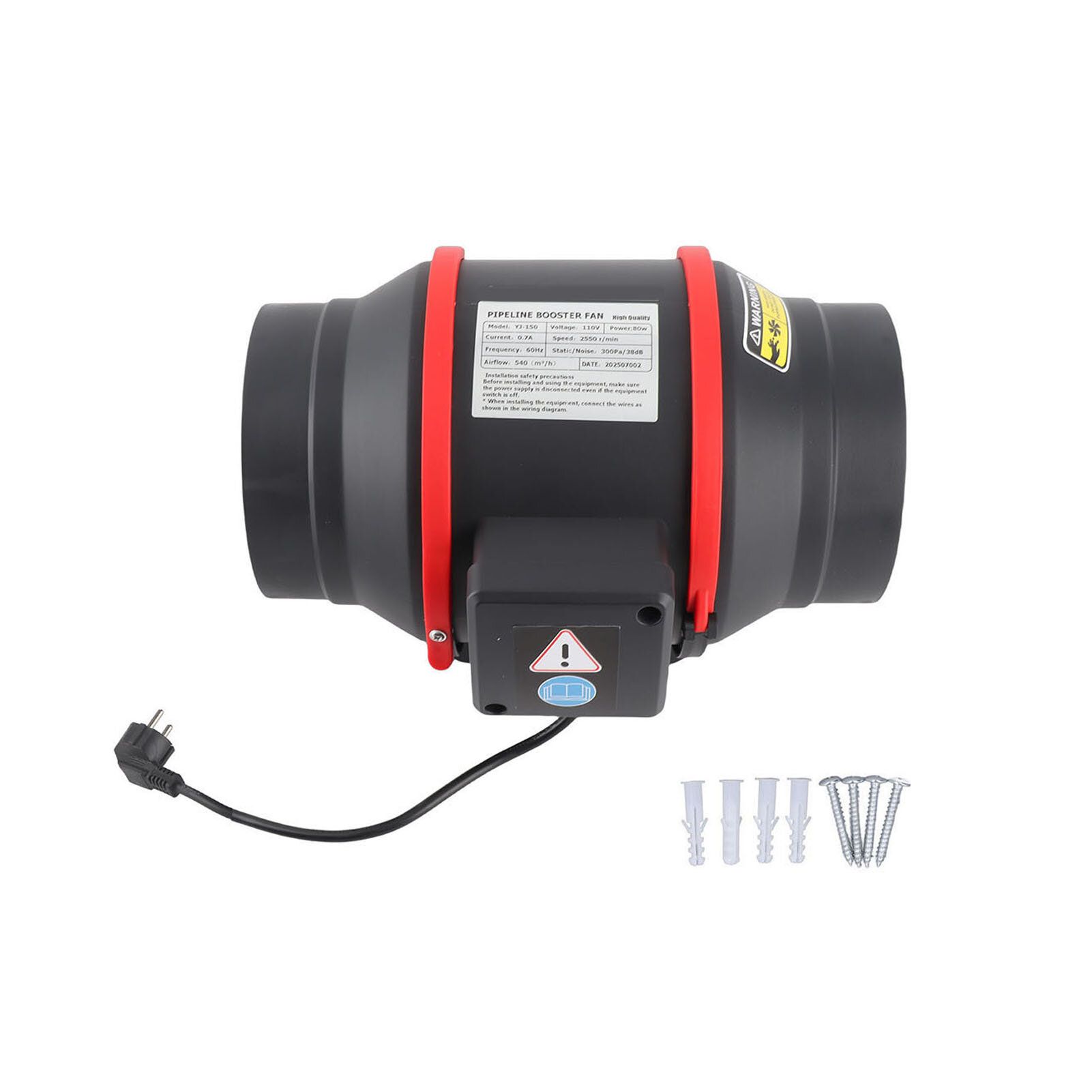 Канальный вентилятор 6in тихий для гроубокса, 80W EU 220V