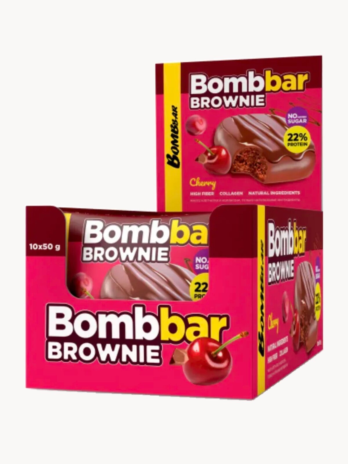 Bombbar Протеиновое печенье брауни без сахара "Вишня", 10шт х 50г