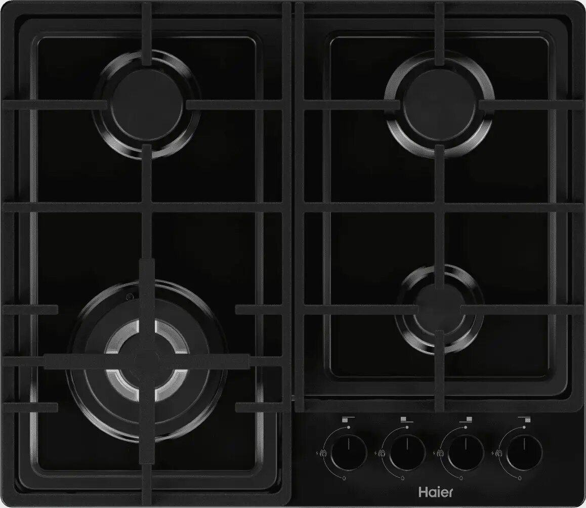 Газовая варочная панель Haier HHQ-M64CTB, черный, эмалированная сталь